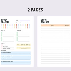 Daily Spoon Tracker, Spoon Theory Journal, Spoonie Diary, Fatigue ...