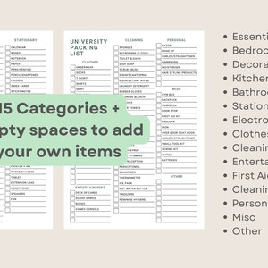 University Packing List, Complete Halls Pack Checklist, Printable A4 ...