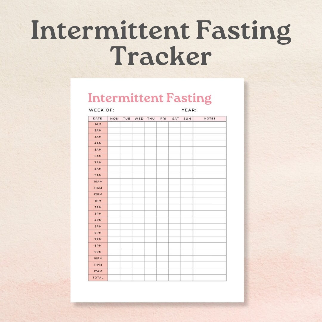 Intermittent Fasting Tracker, Weight Loss Tracker, Printable Fasting ...