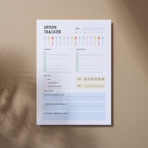 Daily Spoon Tracker, Spoon Theory Journal, Spoonie Diary, Fatigue ...