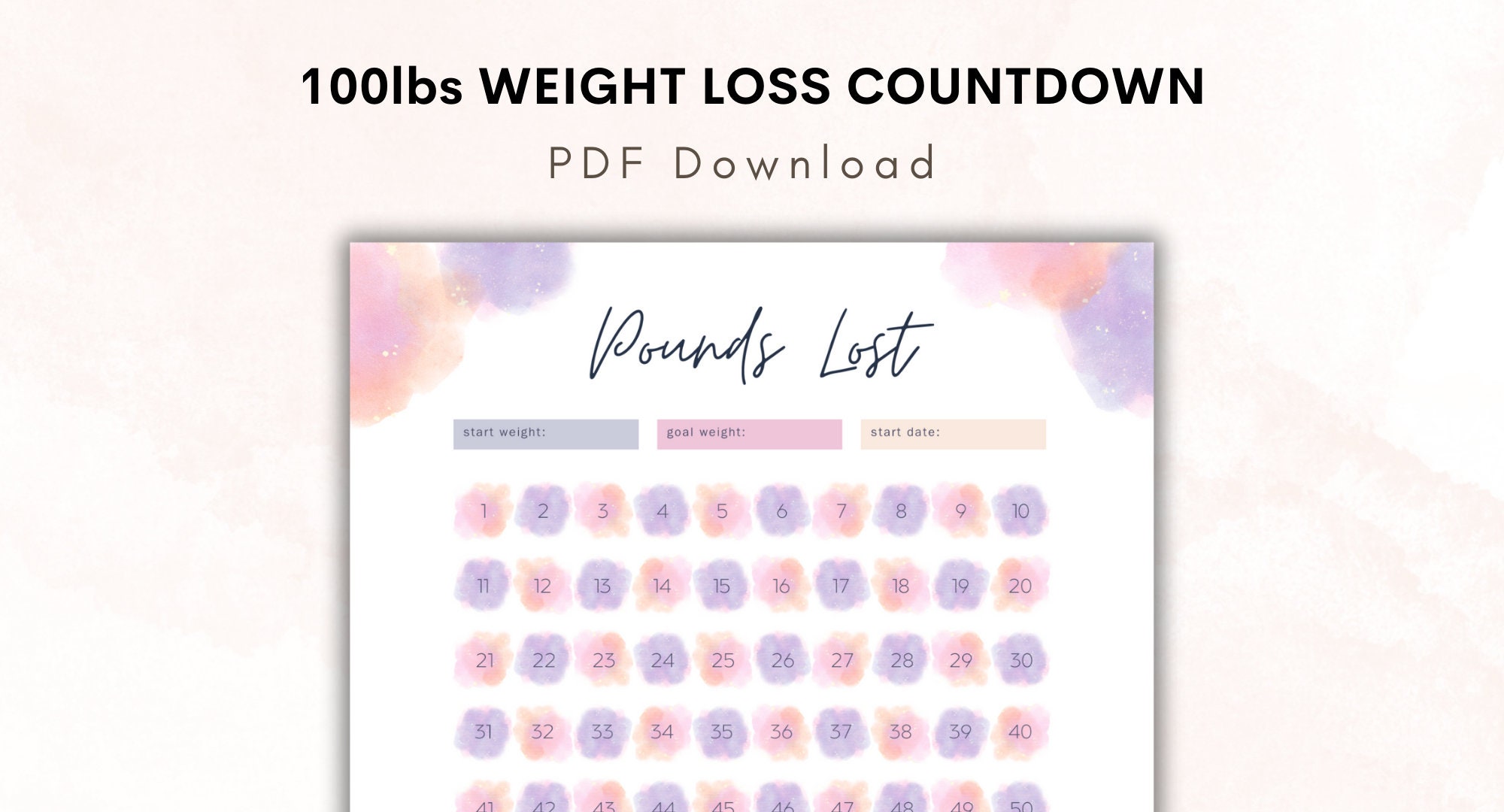 Weight Loss Tracker 100 Lbs, Weightloss Journal, 100 Pound Lost ...