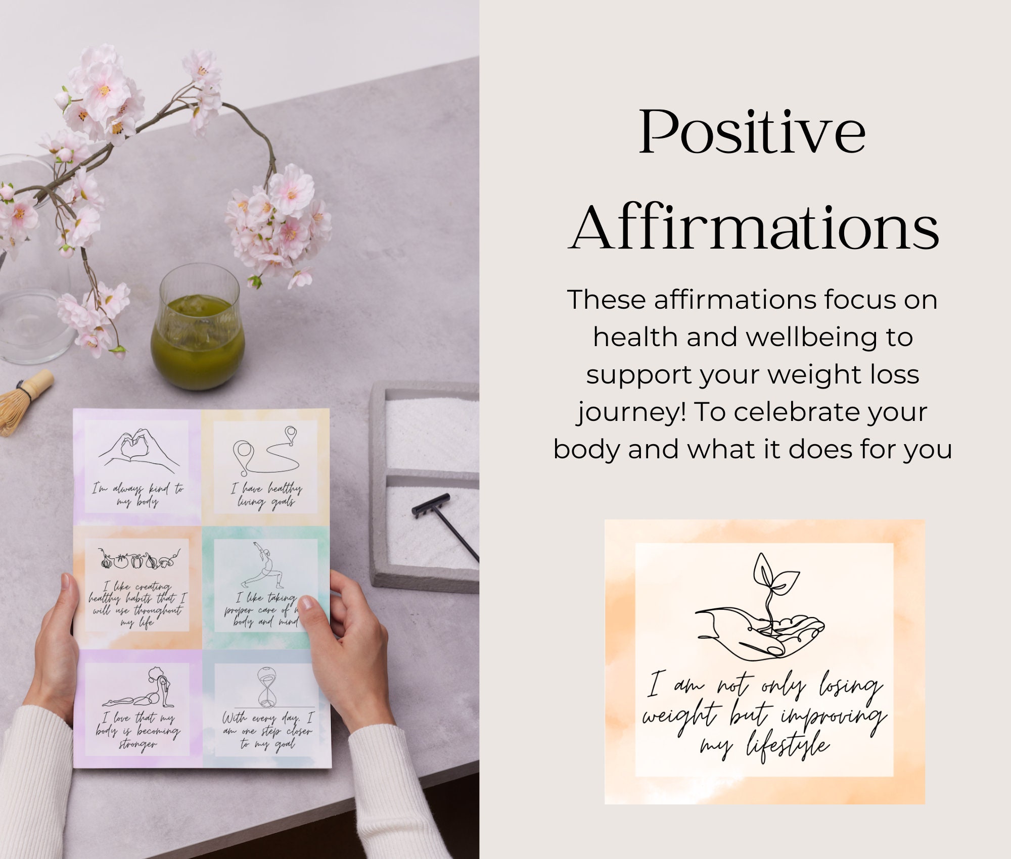 Affirmation Cards for Weight Loss, 36 Body Positive Affirmation Cards ...
