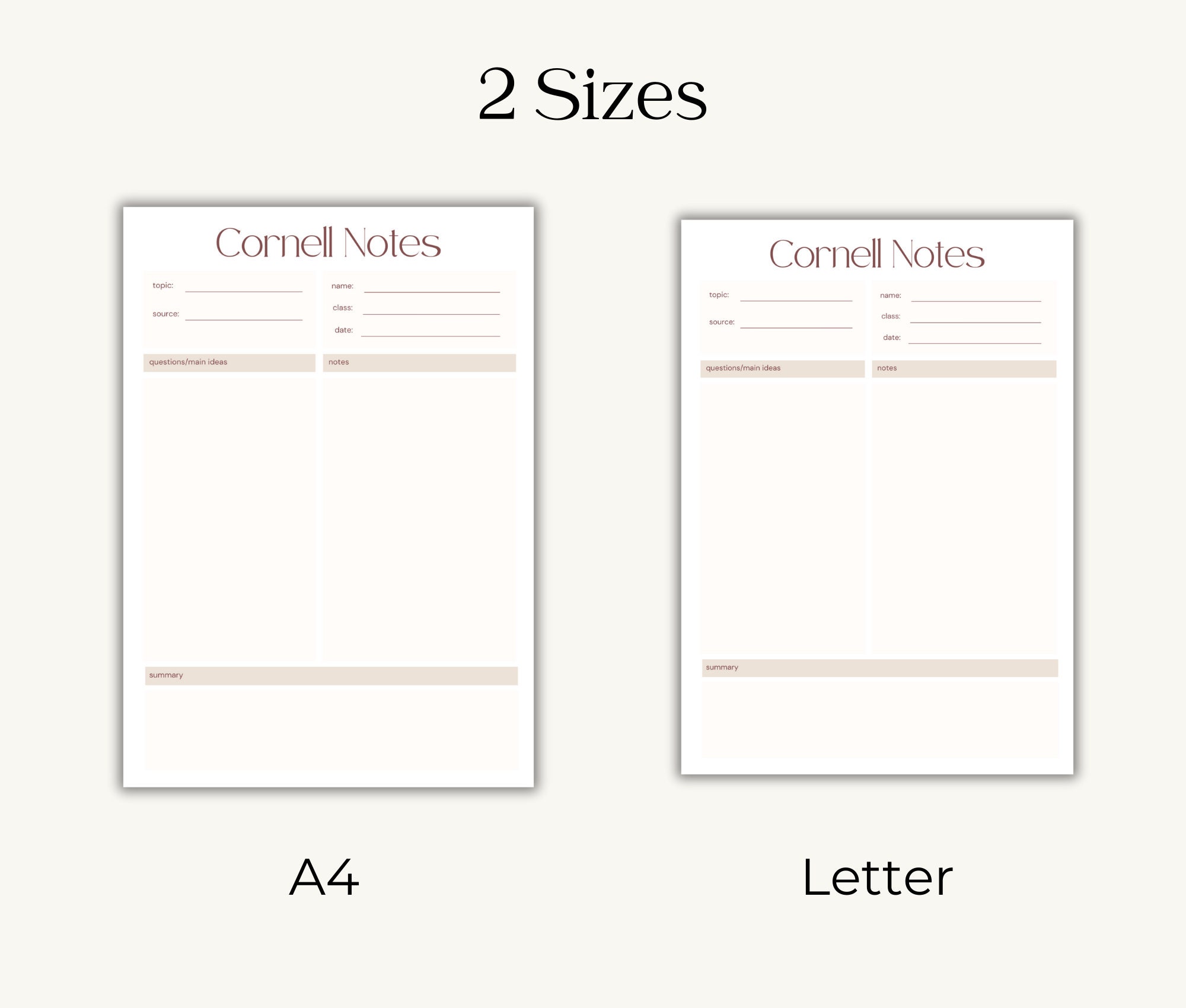 Cornell Notes Method Template Printable Student Note Taking - Etsy