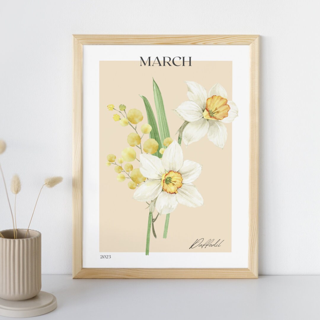 March Birth Flower Printable Daffodil Birthday Flower Last Minute Baby ...