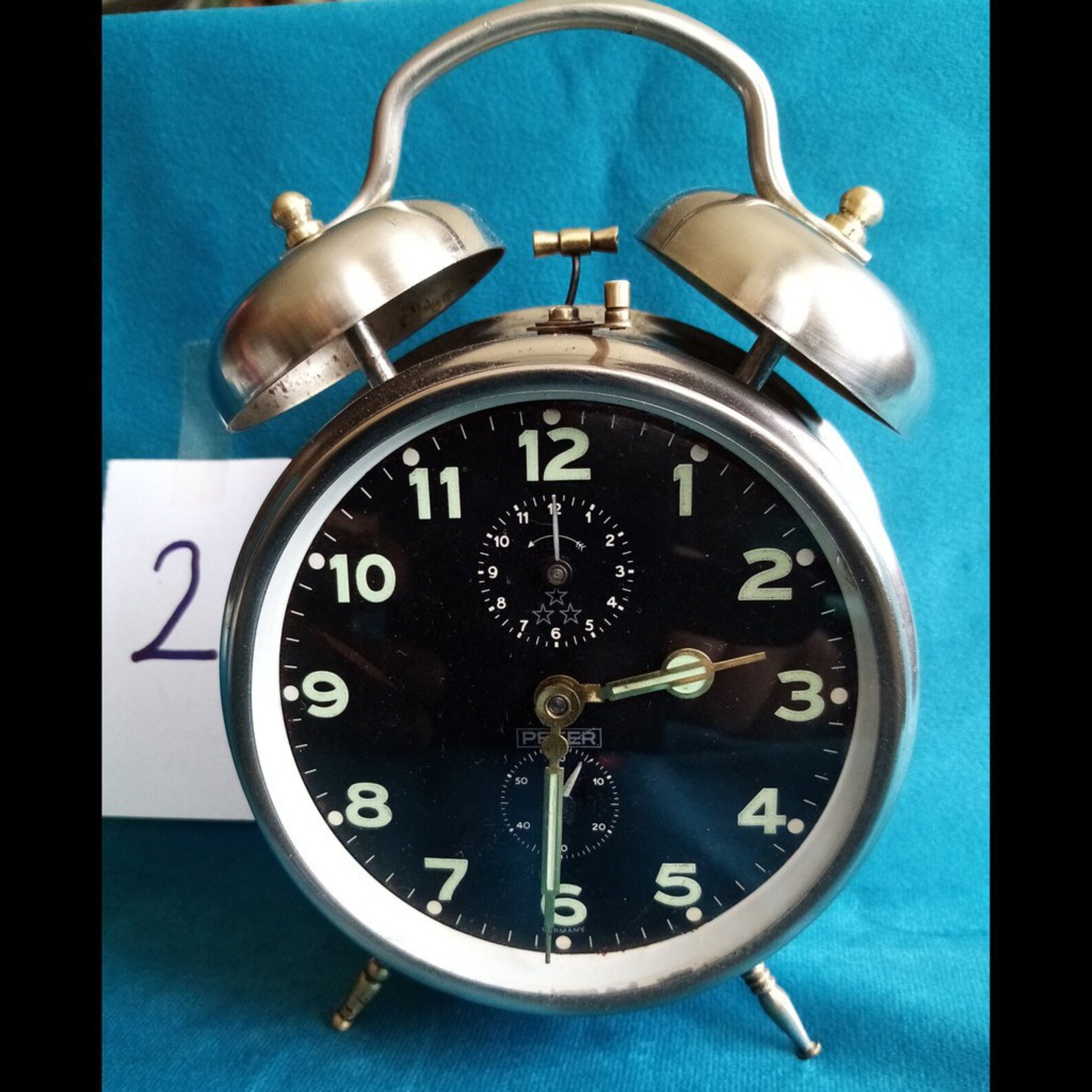 Vintage 1950' S Peter Mechanical Alarm Table Clock, Antique German ...