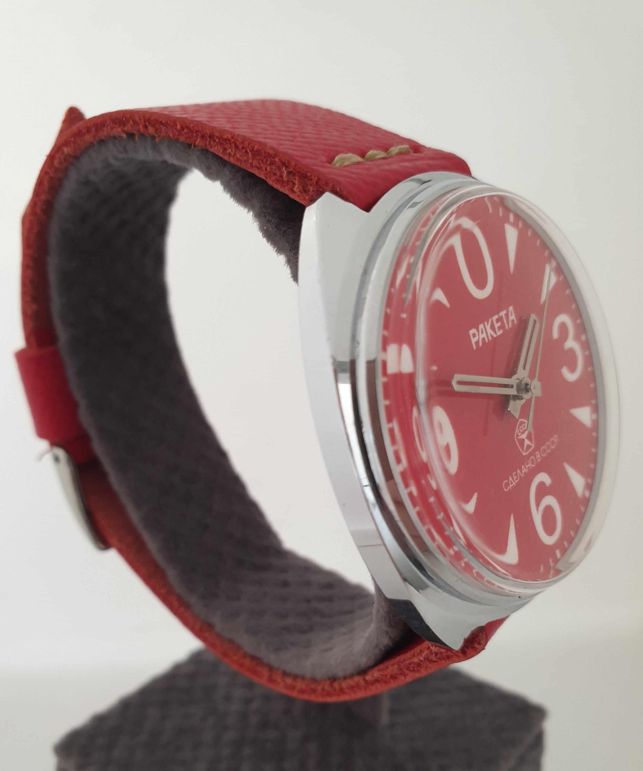 Soviet Watch Raketa BIG ZERO Rare Red Dial Vintage Mens Mechanical Hand ...
