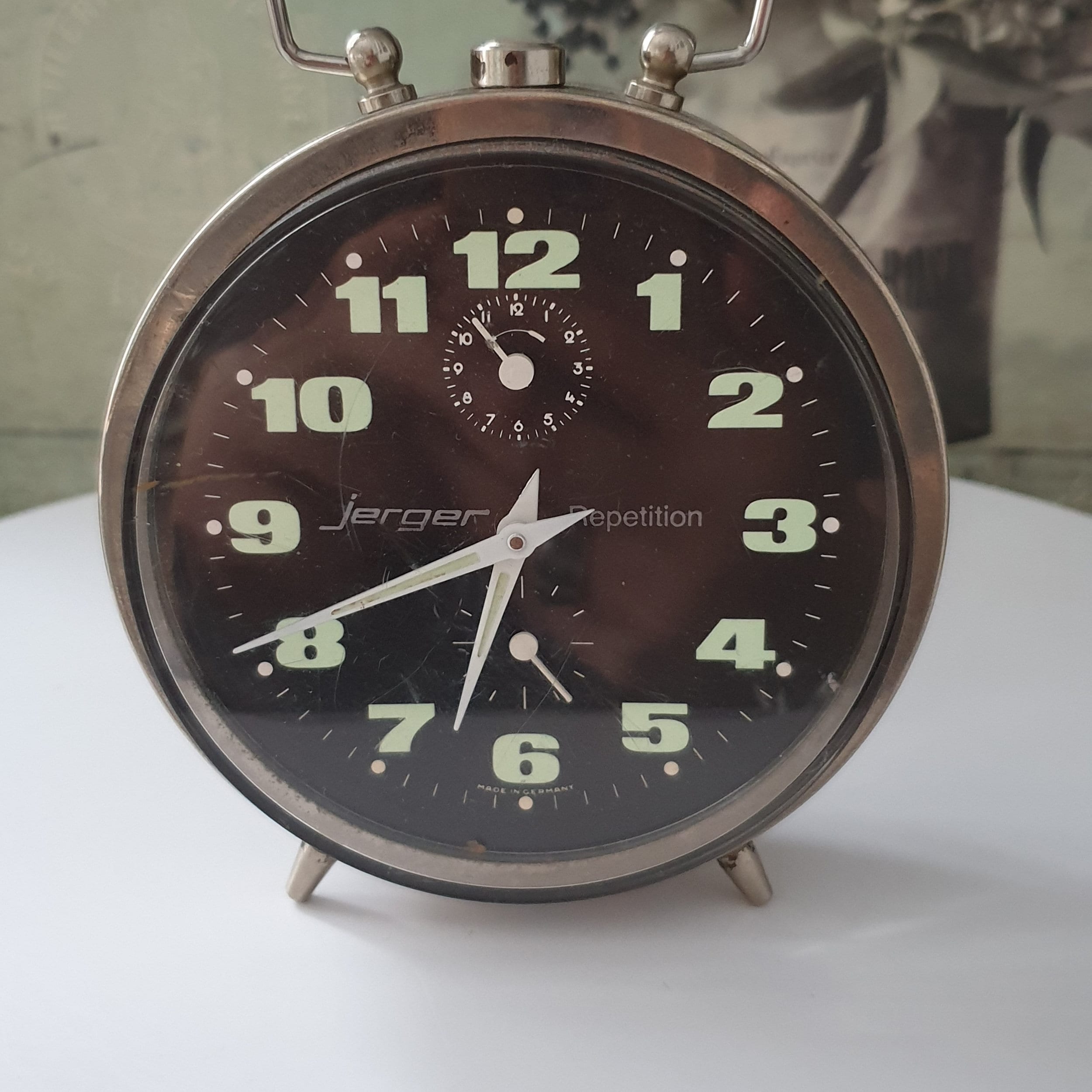 Rare Vintage JERGER Repetition Alarm Clock Luminous,west Germant Desk ...