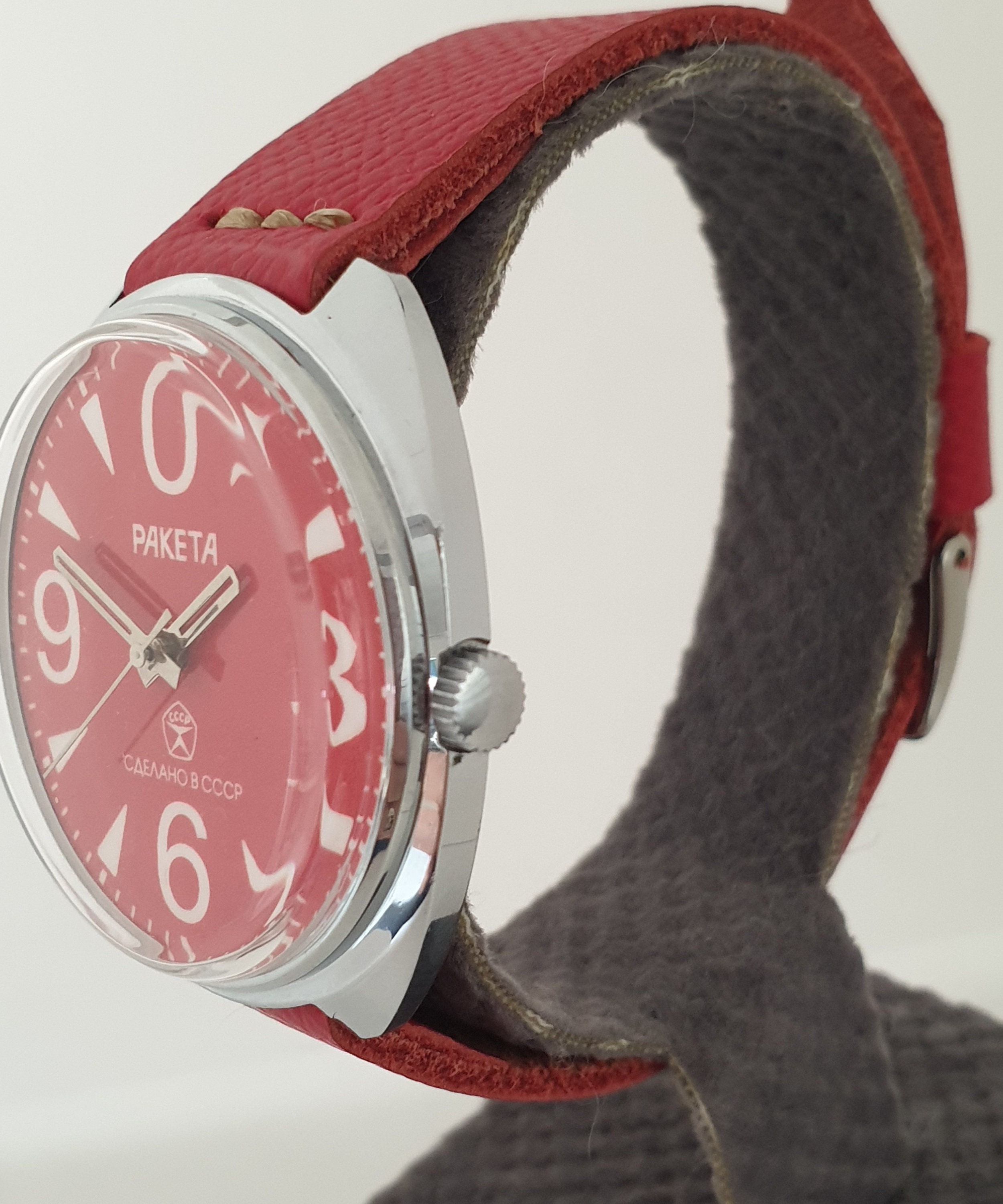 Soviet Watch Raketa BIG ZERO Rare Red Dial Vintage Mens Mechanical Hand ...