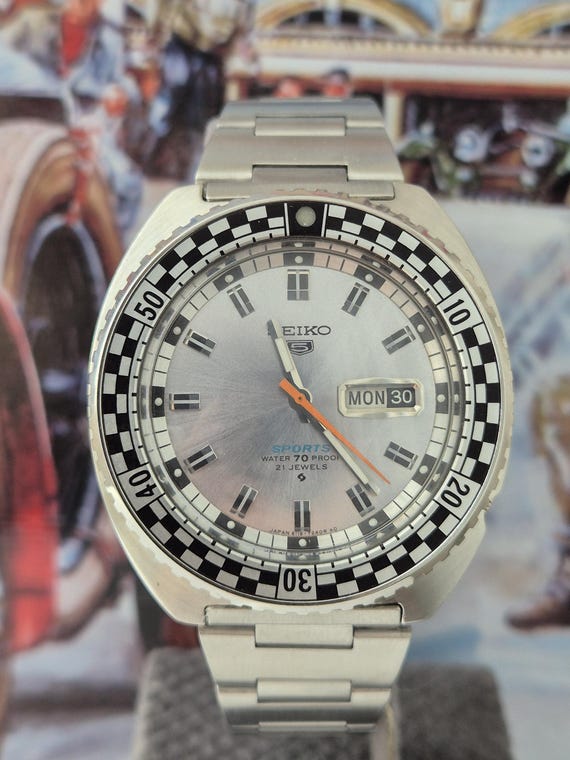 Rare Seiko 5 Sport Automatic Watch Rally Day Date Me… - Gem