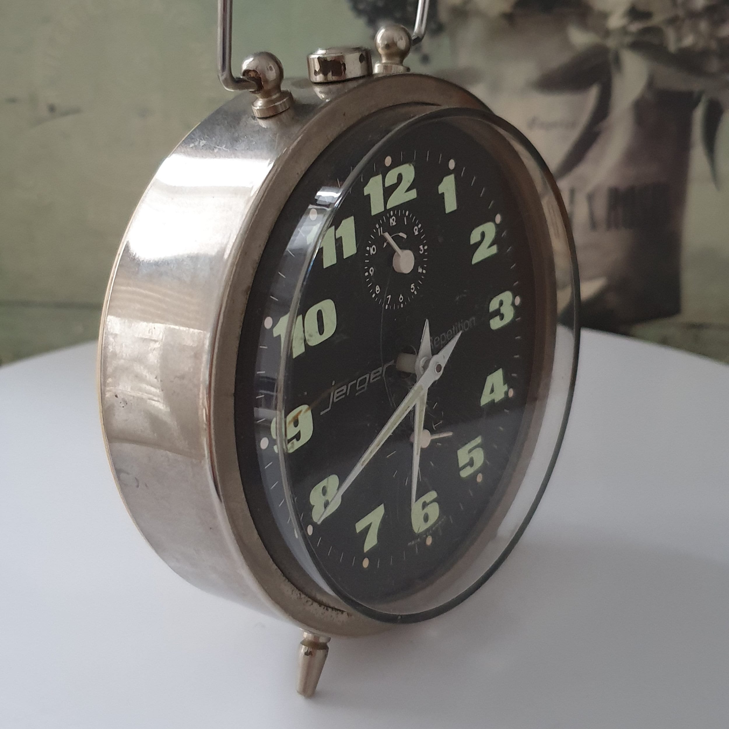 Rare Vintage JERGER Repetition Alarm Clock Luminous,west Germant Desk ...
