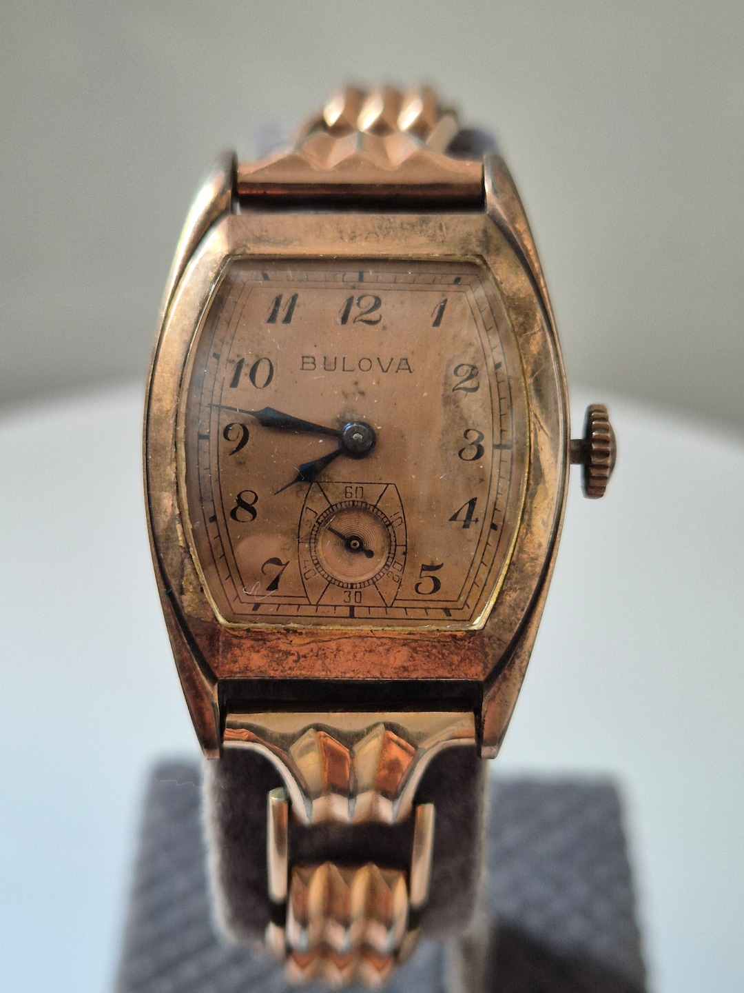 Rare Bulova Art Deco Hand Winding Tonneau Rose Gold Wristwatch , All ...