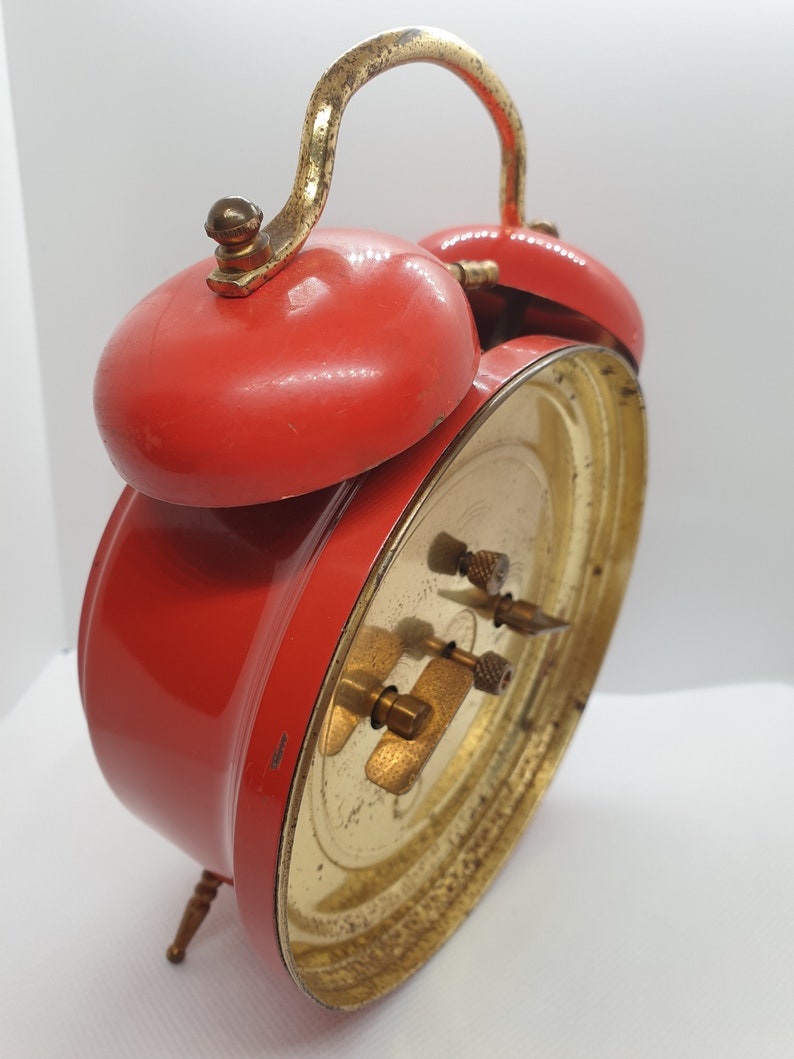 Vintage 1960' S Junghans Mechanical Alarm Table Clock, Antique German Red Desk Clock,wind up ...