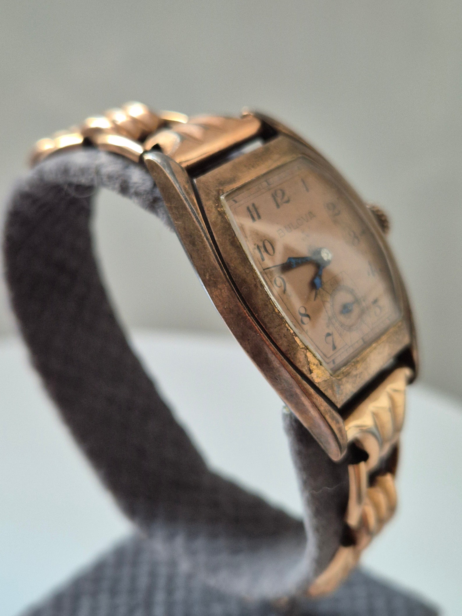 Rare Bulova Art Deco Hand Winding Tonneau Rose Gold Wristwatch , All ...
