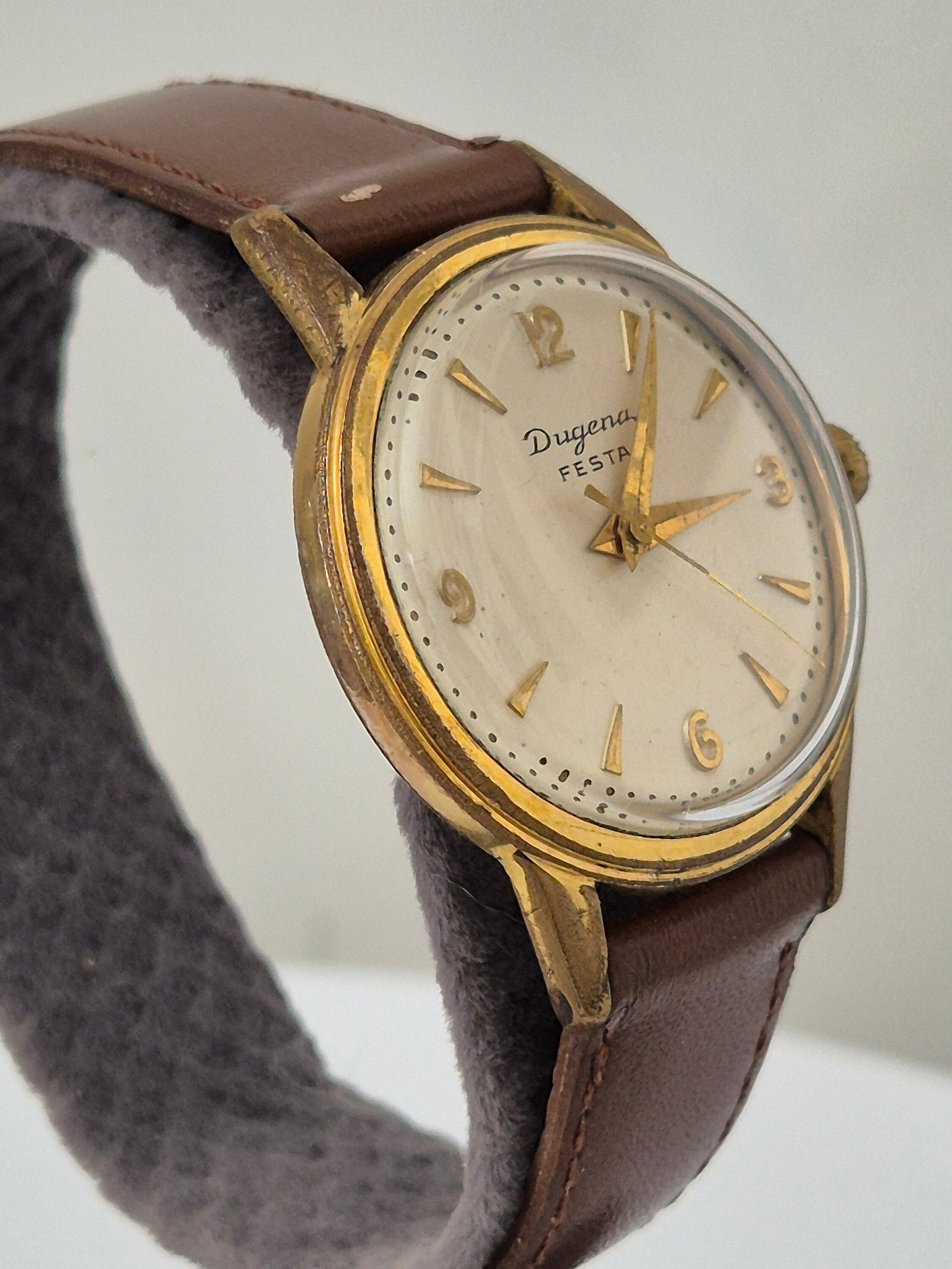 Rare Vintage Dugena Mechanical Hand Winding,gold Plated Mens Watch ...