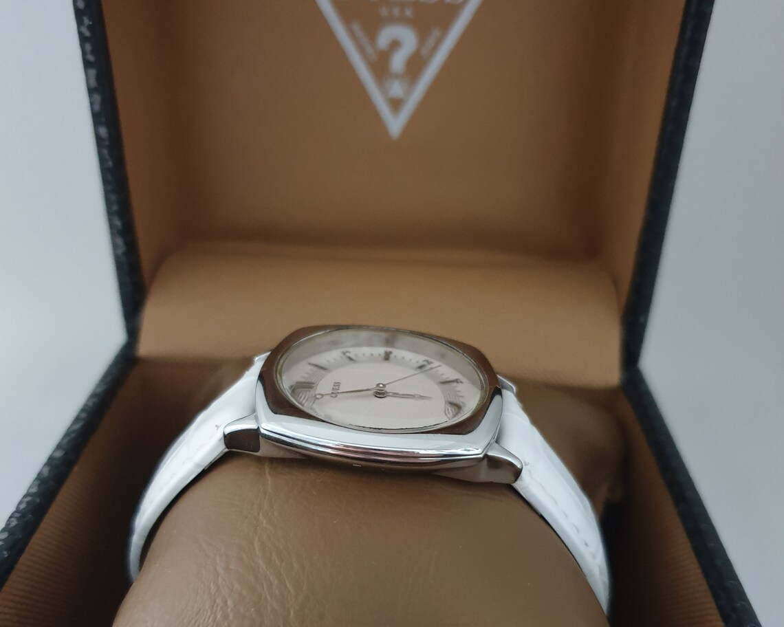 Vintage Guess Japan Quartz Stainless Unisex Watch, White Dial and ...