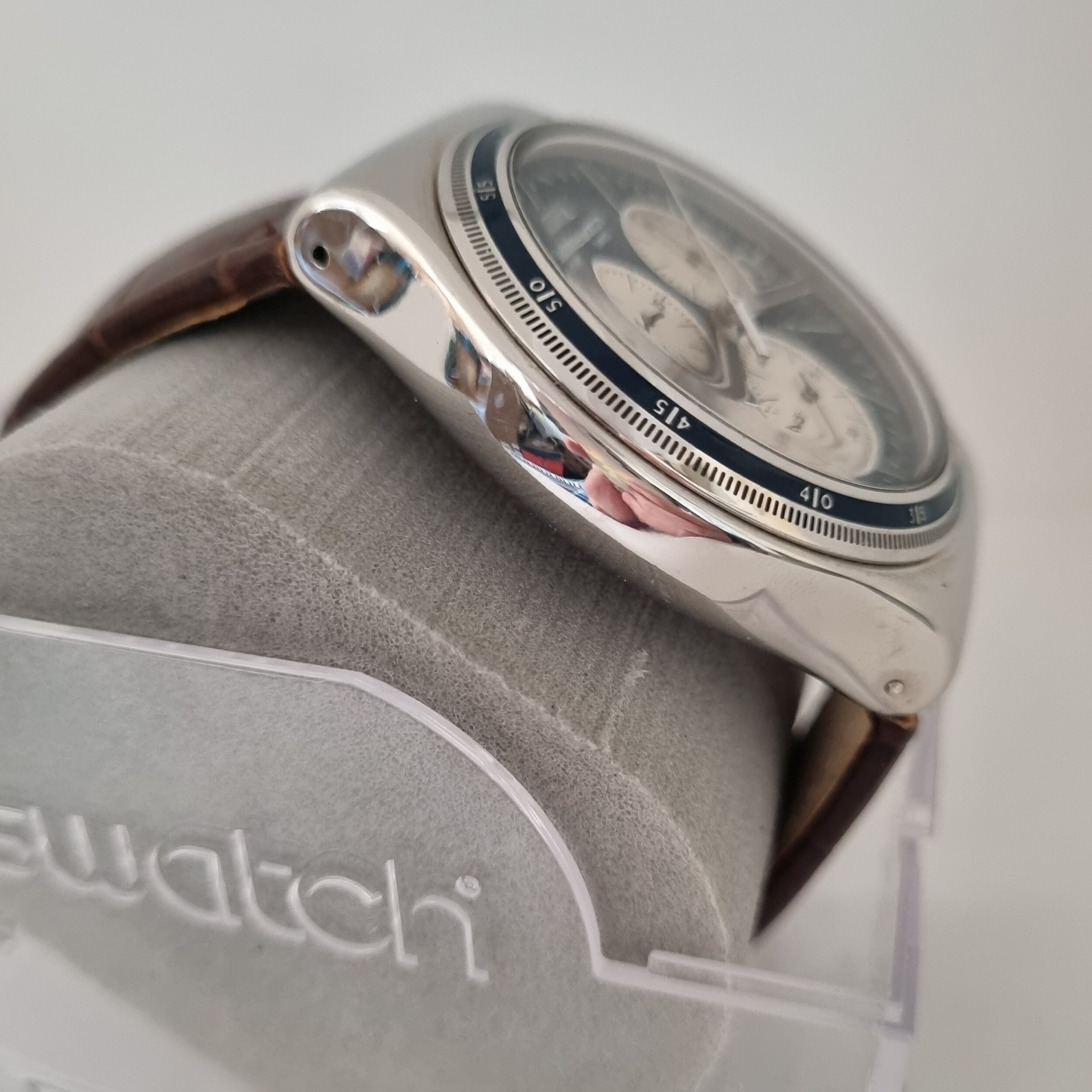Swatch Destination London Chronograph Blue Dial Brown Leather - Etsy