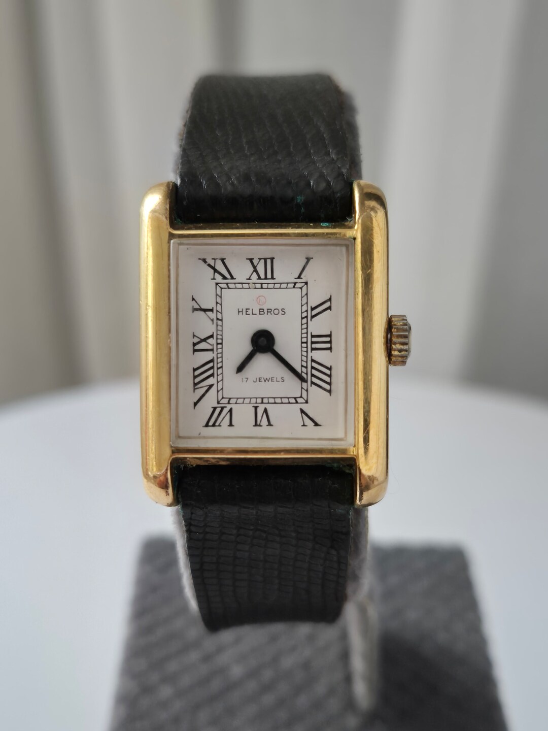 Vintage Helbros Tank Case Wristwatch Hand Winding Gold Plated Women ...