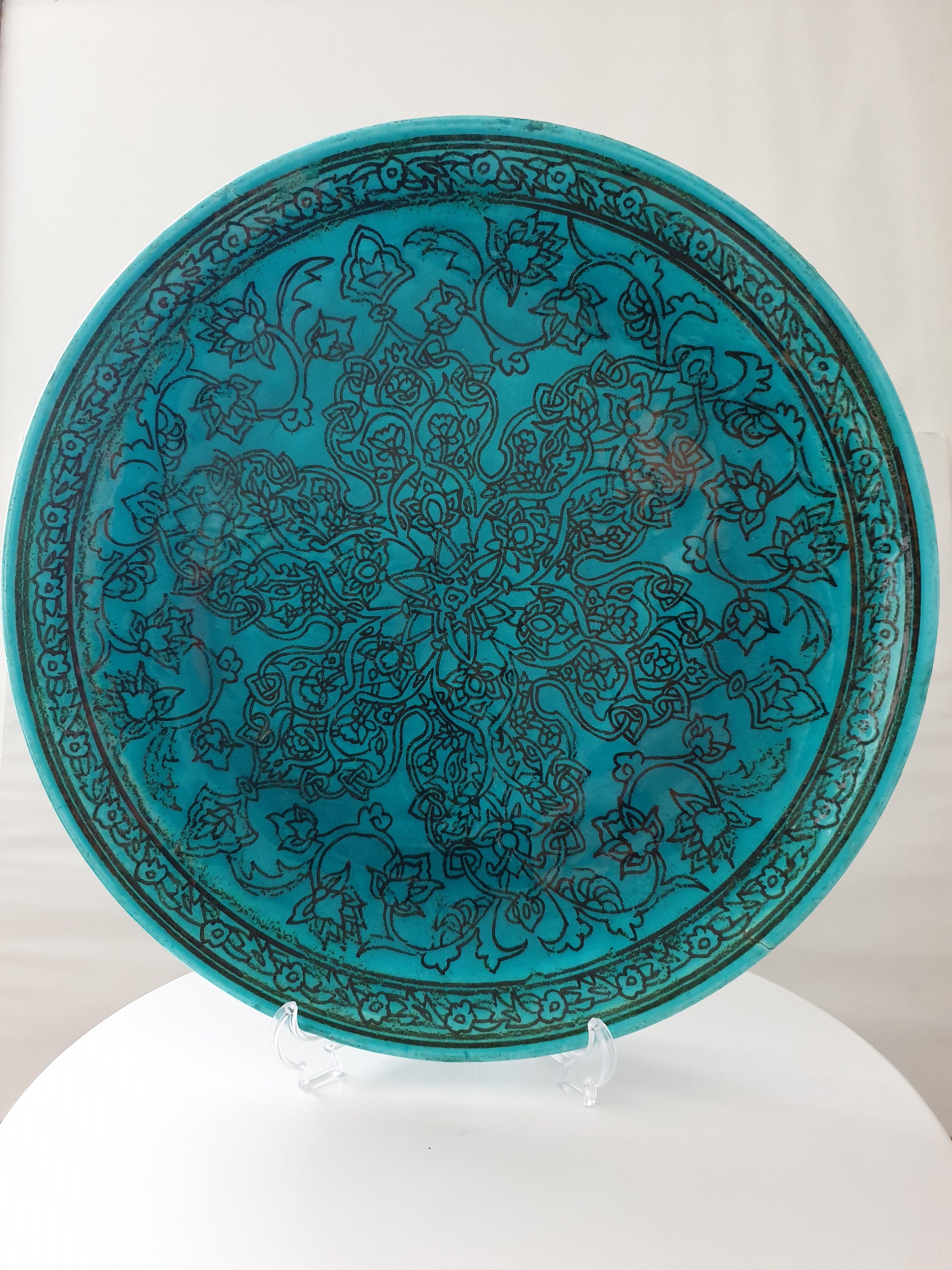 Vintage Handmade Turkish Ceramic Plate,antique Handcrafted Decorative ...