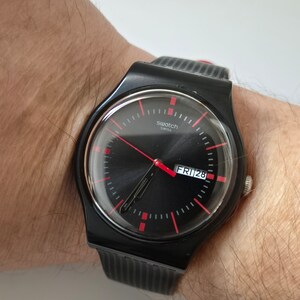 Vintage Swatch Originals GAET Swiss Quartz Unisex Watch, Black Dial - Etsy