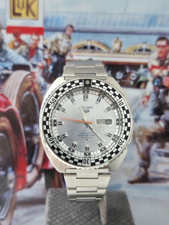 Rare Seiko 5 Sport Automatic Watch Rally Day Date Me… - Gem