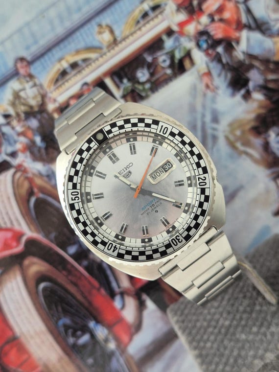 Rare Seiko 5 Sport Automatic Watch Rally Day Date Me… - Gem