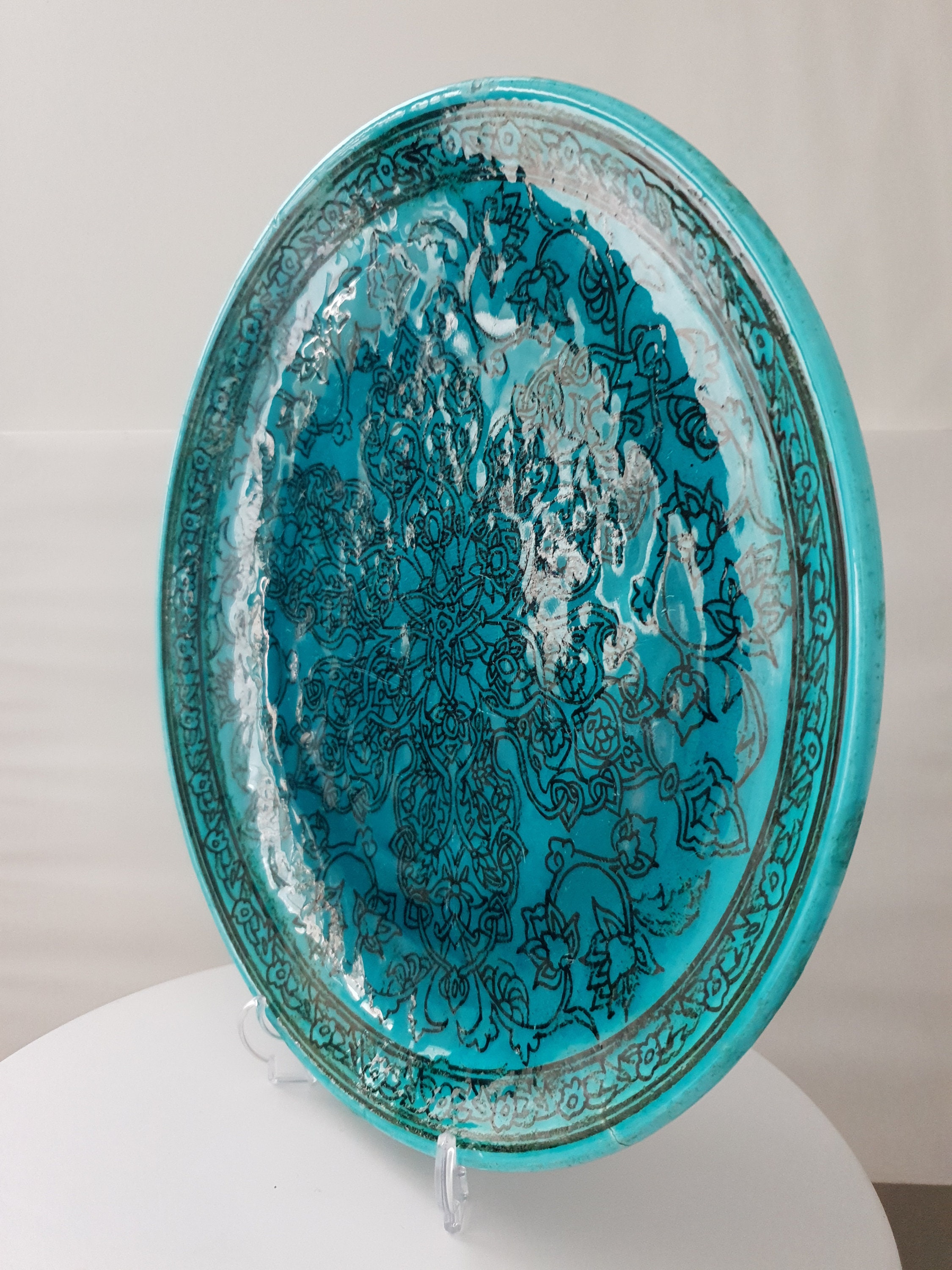 Vintage Handmade Turkish Ceramic Plate,antique Handcrafted Decorative ...