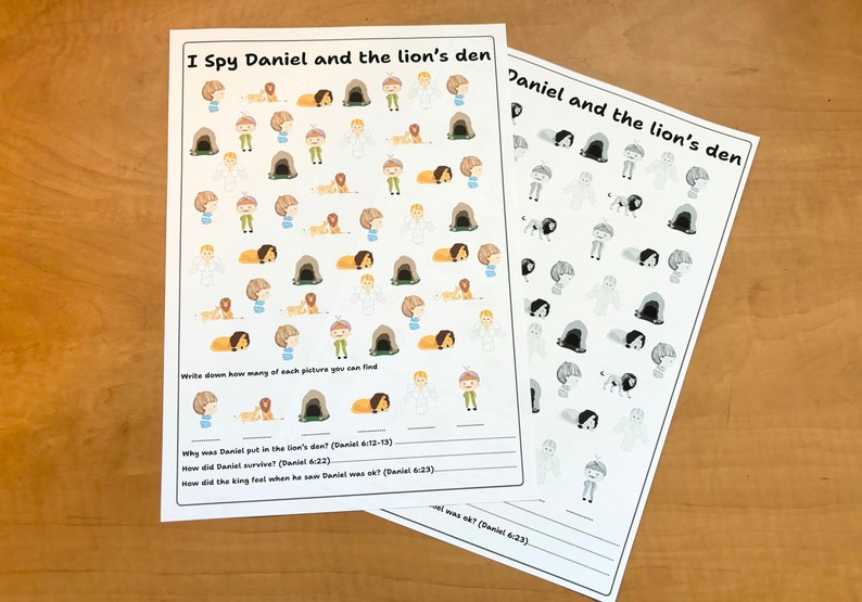 Bible Worksheets for Kids, Christian Home School, Daniel and the Lion's ...