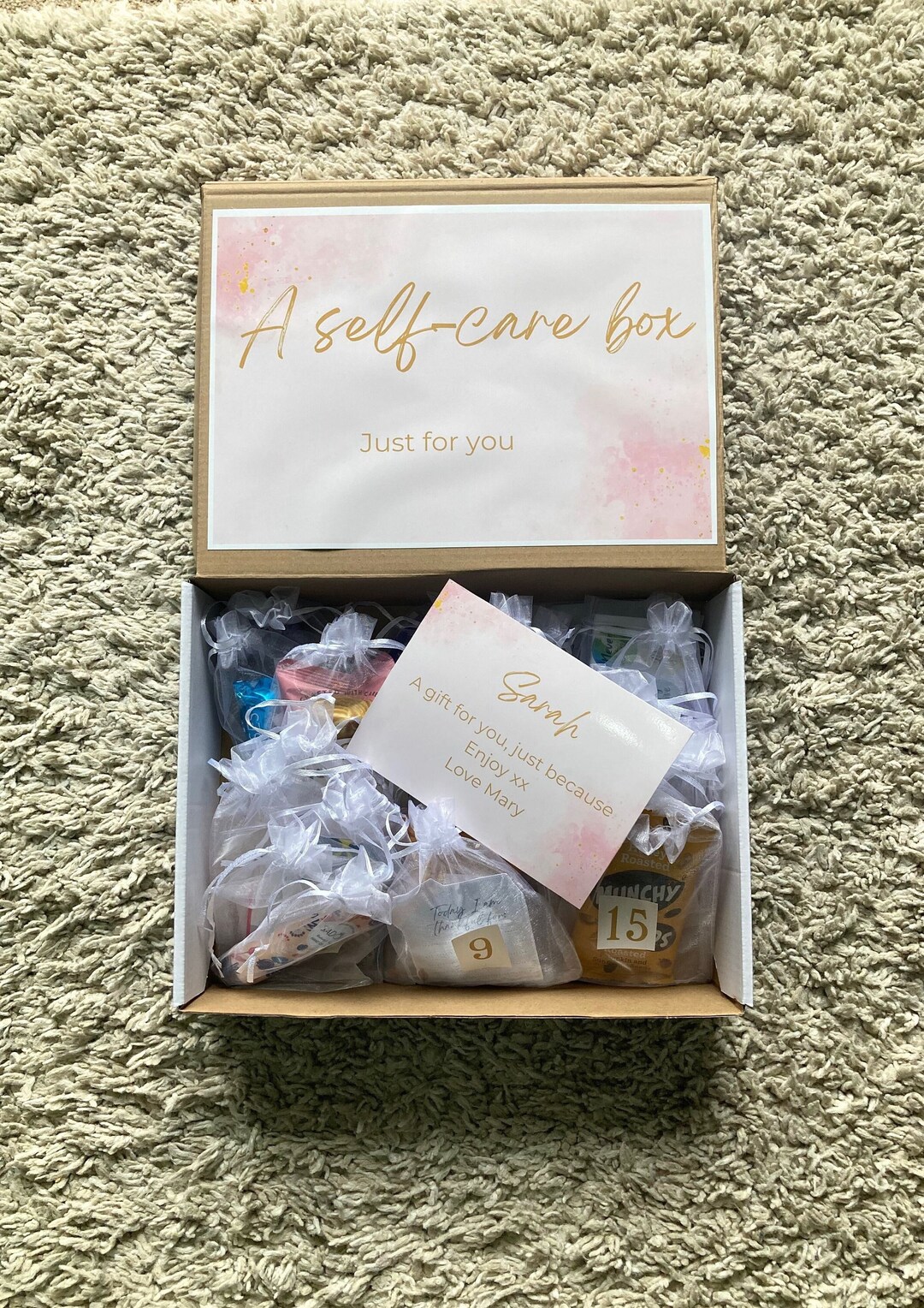 14 Day Hug in a Box, 21 Day Self Care Box With Word Art Print ...