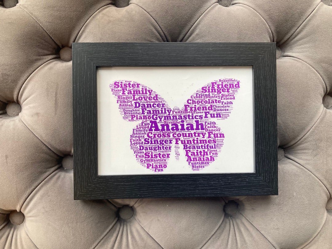 Personalised Butterfly Word Art, DIGITAL, Gift, Wall Art, Any Occasion ...