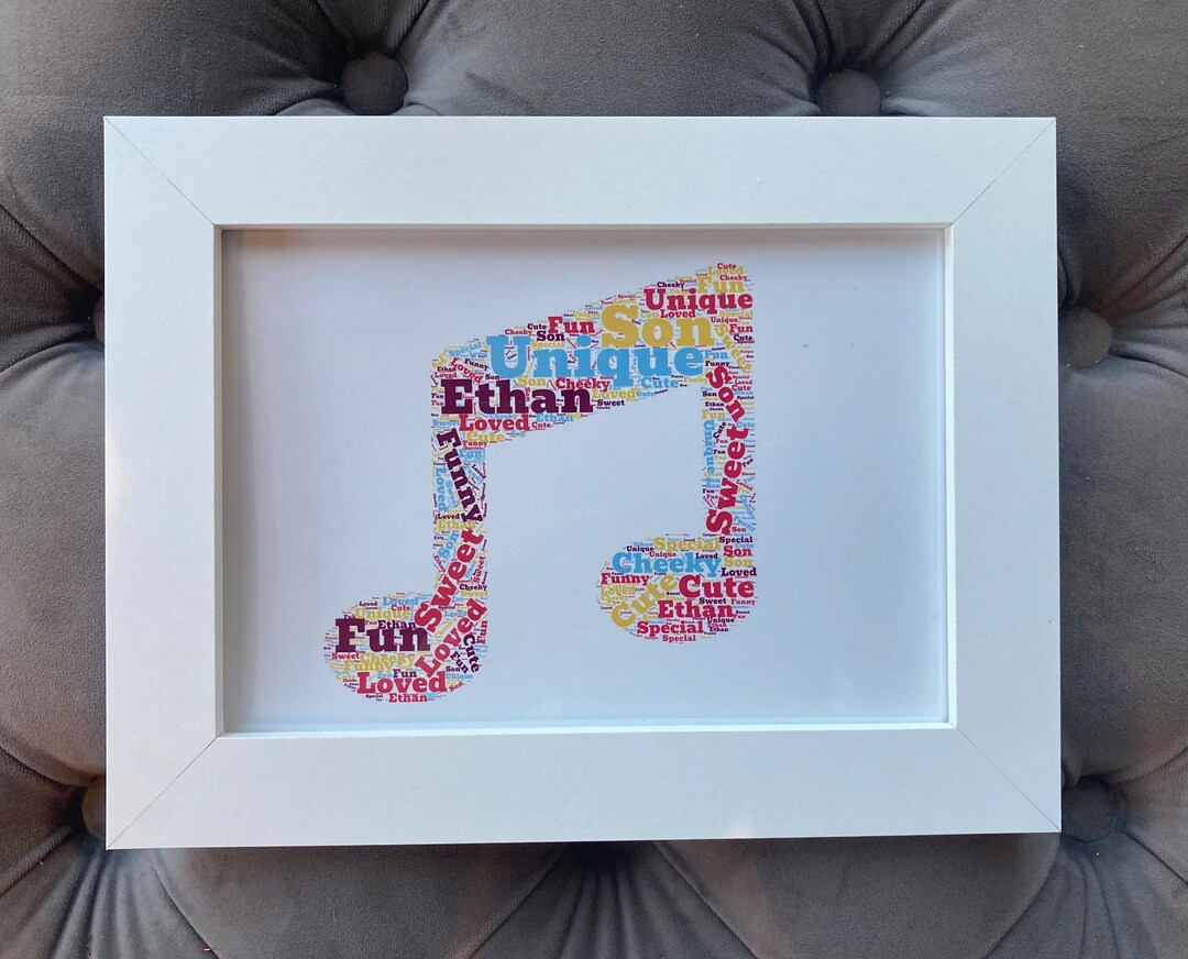 Personalised Music Note Word Art, Print Only, Gift, Wall Art, Any ...