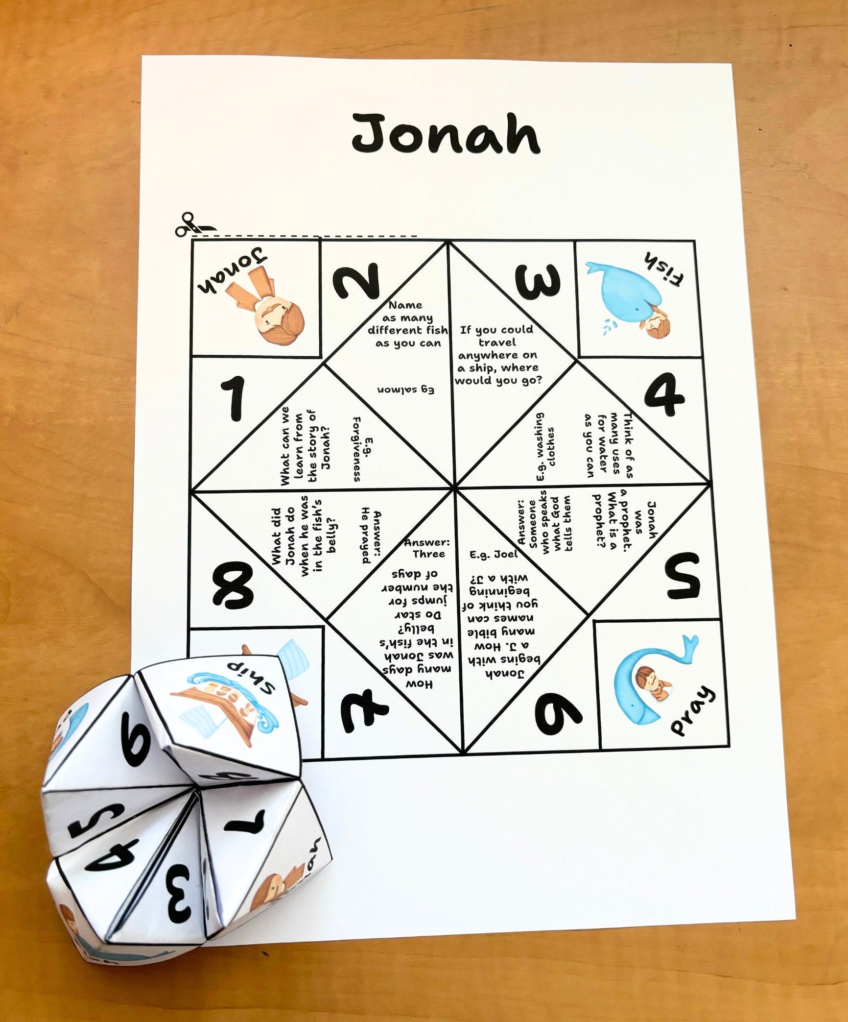 Jonah Bible Story Worksheets: I Spy, Wordsearch, Cootie Catcher ...