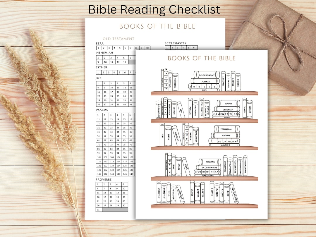 Bible Reading Checklist, Bible Reading Tracker, Log, Bookshelf, Study ...