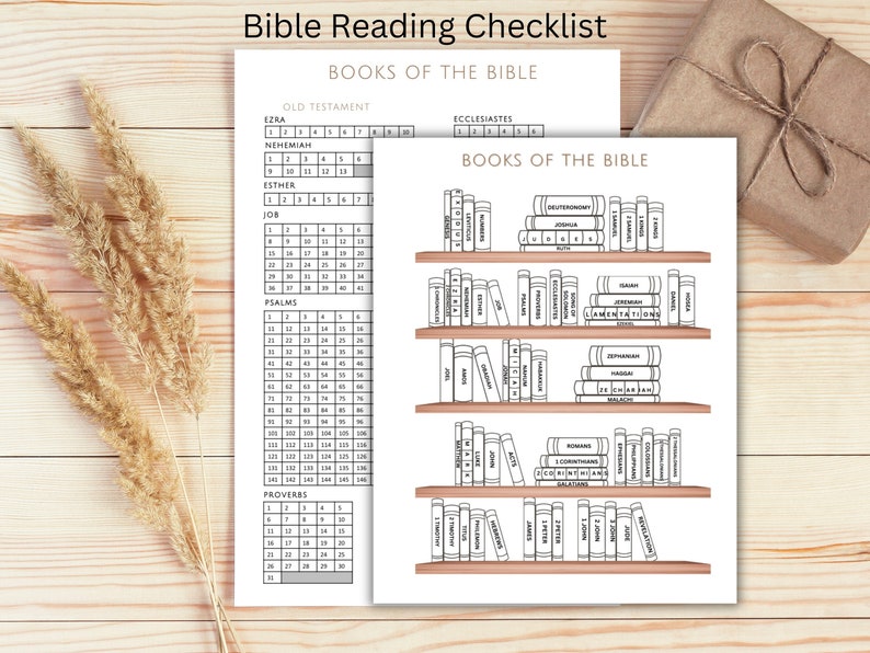Bible Reading Checklist, Bible Reading Tracker, Log, Bookshelf, Study ...