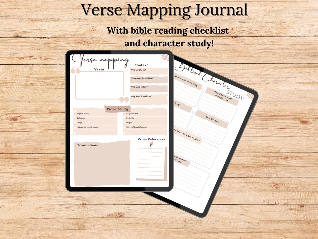 Verse Mapping Journal, Bible Reading Checklist, Bible Character Study ...