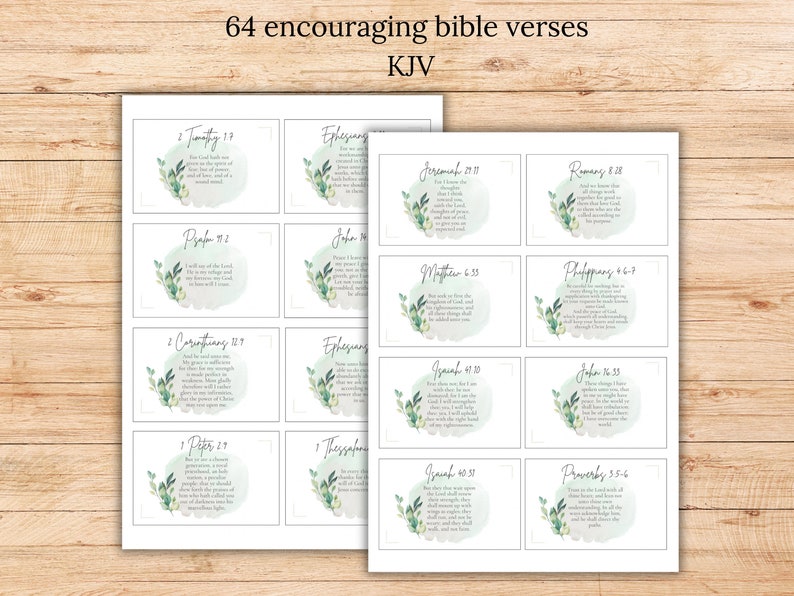 Kjv Bible Verse Cards, 64 Encouraging Verses, Printable Scripture Cards ...