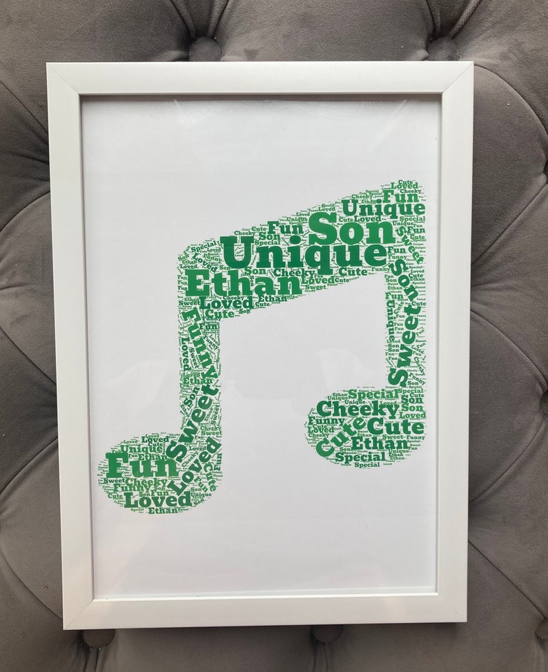 Personalised Music Note Word Art, Gift, Wall Art, Any Occasion - Etsy UK
