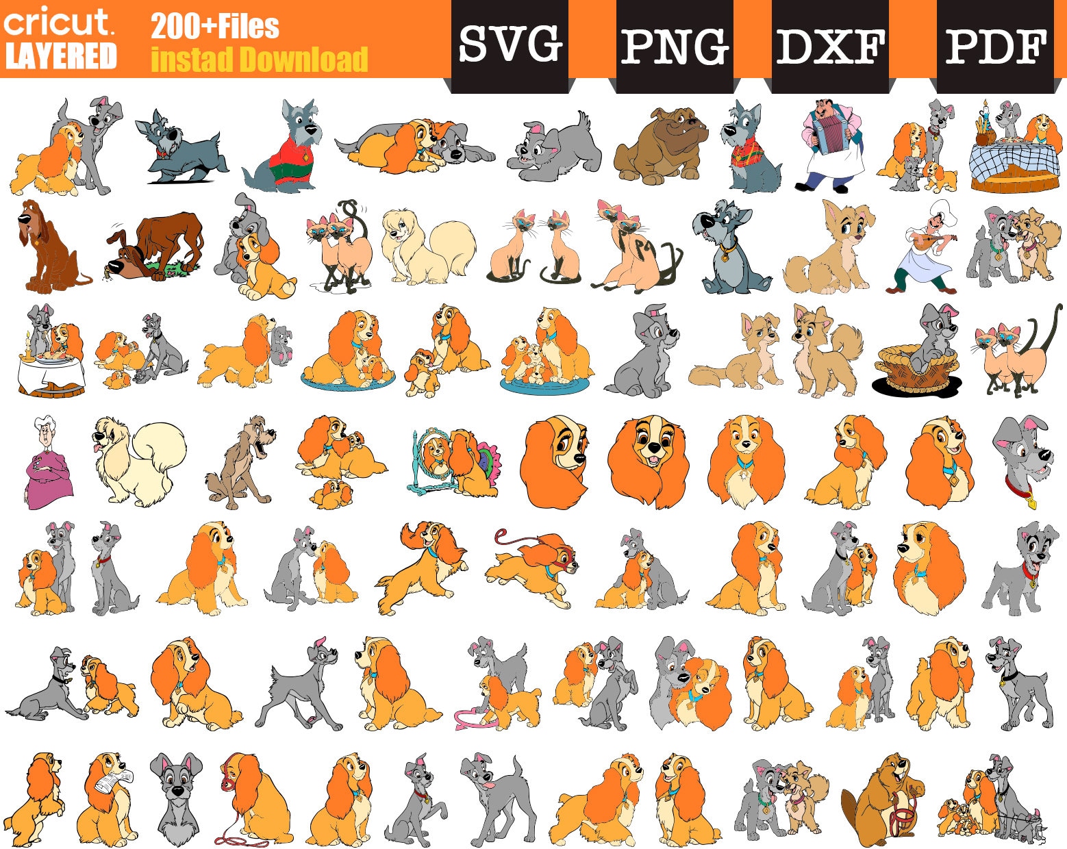 Lady and the Tramp Svg, Lady Tramp Svg for Cricut, Lady Tramp Png ...