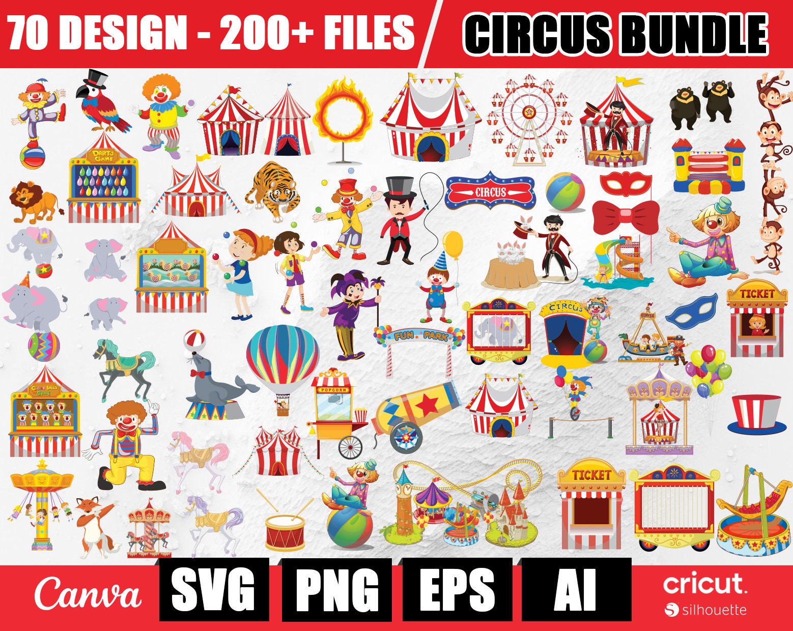 Circus Svg Bundle, Carnival Svg, Circus Png Files, Carnival Tent ...