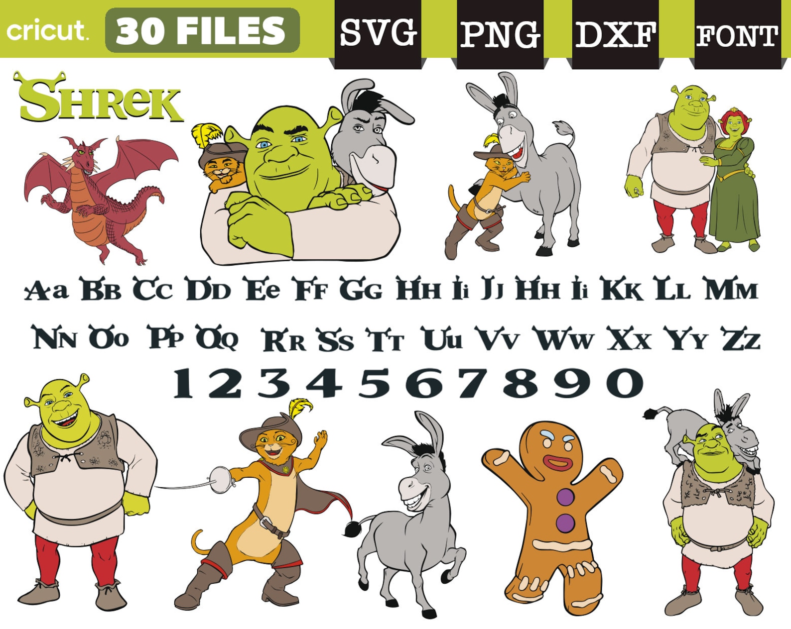 Shrek svg para cricut, shrek png, imágenes prediseñadas de shrek, gato ...