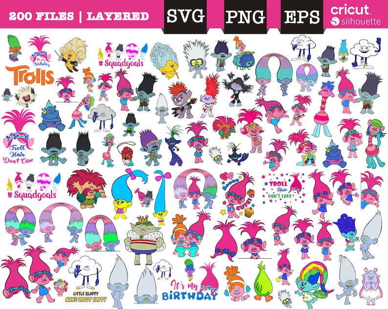 Trolls SVG Bundle, Trolls World Tour Svg, Trolls PNG, Trolls Svg ...