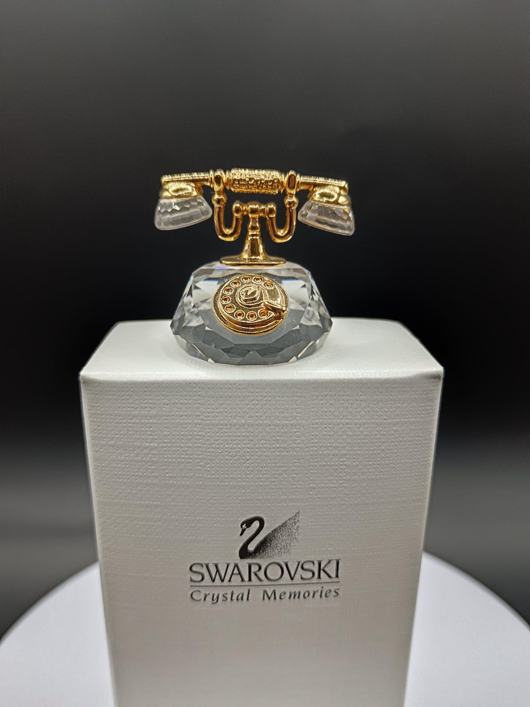 Swarovski Crystal Memories Telephone Figurine Gold Retired With Box - Etsy
