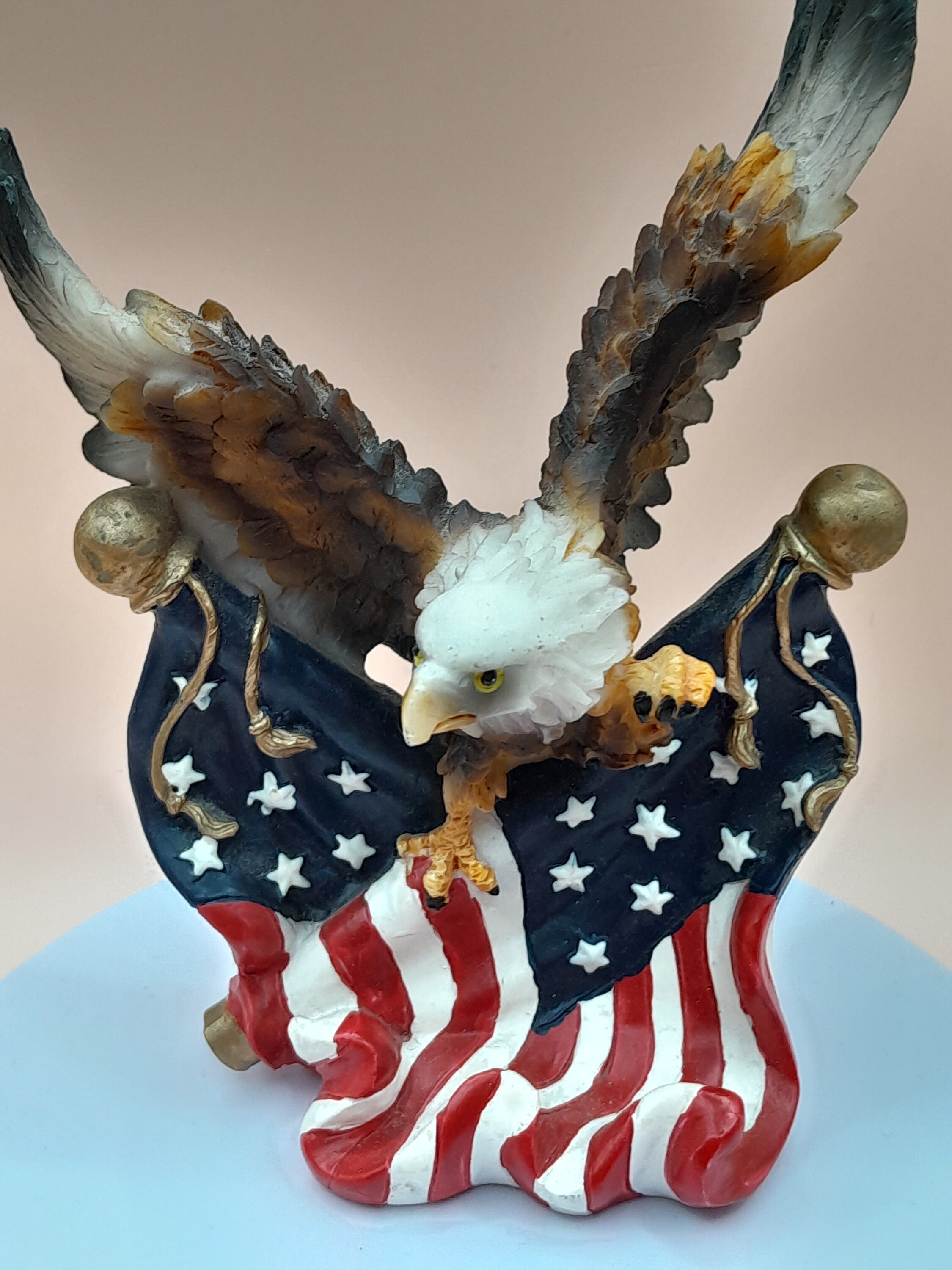 Eagle on United States Flag Figurine 13cm Tall - Etsy