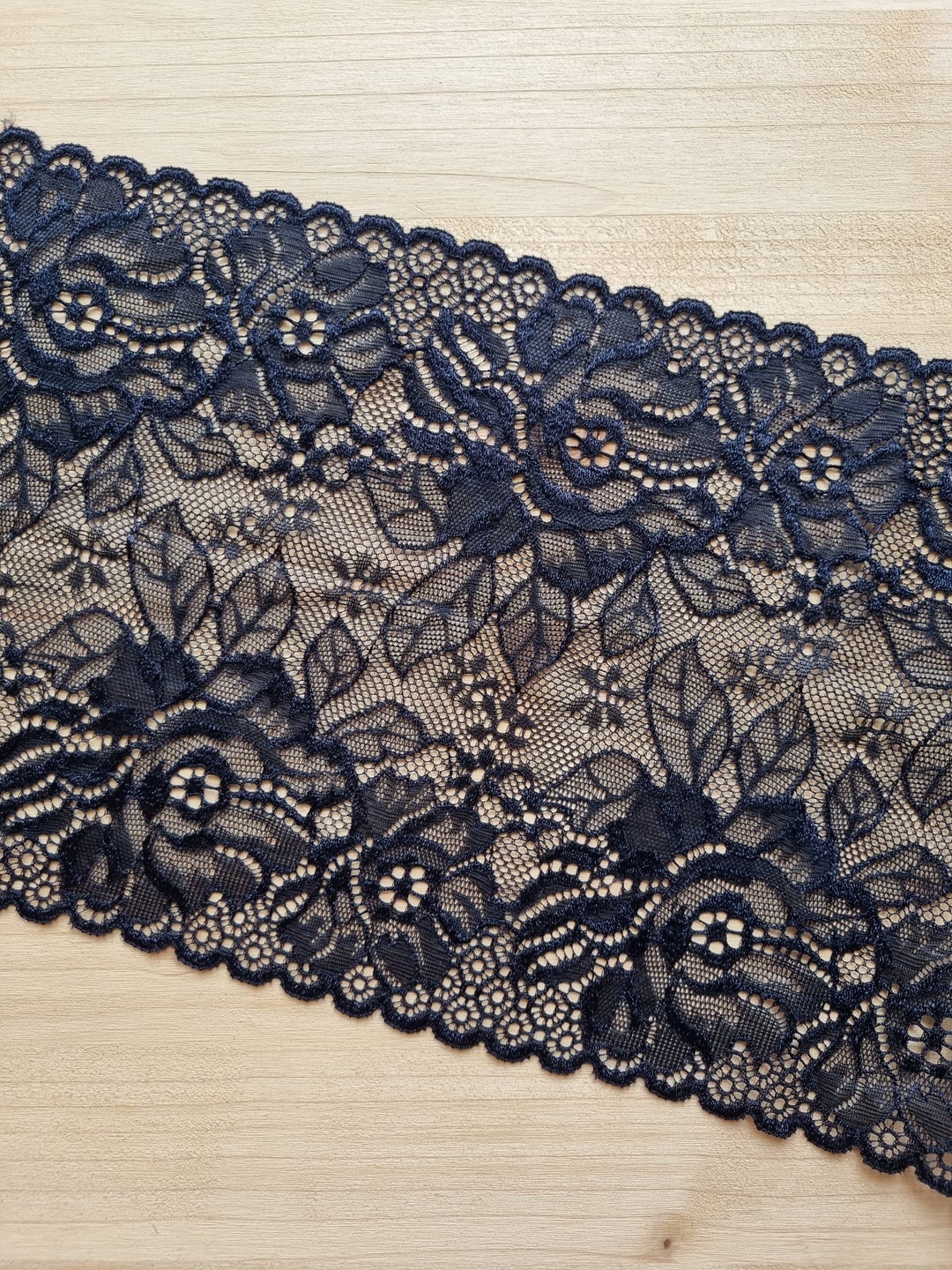 Black Lace Trim 3m/19cm, Lace Fabric, Elastic Lace for Sewing Lingerie ...