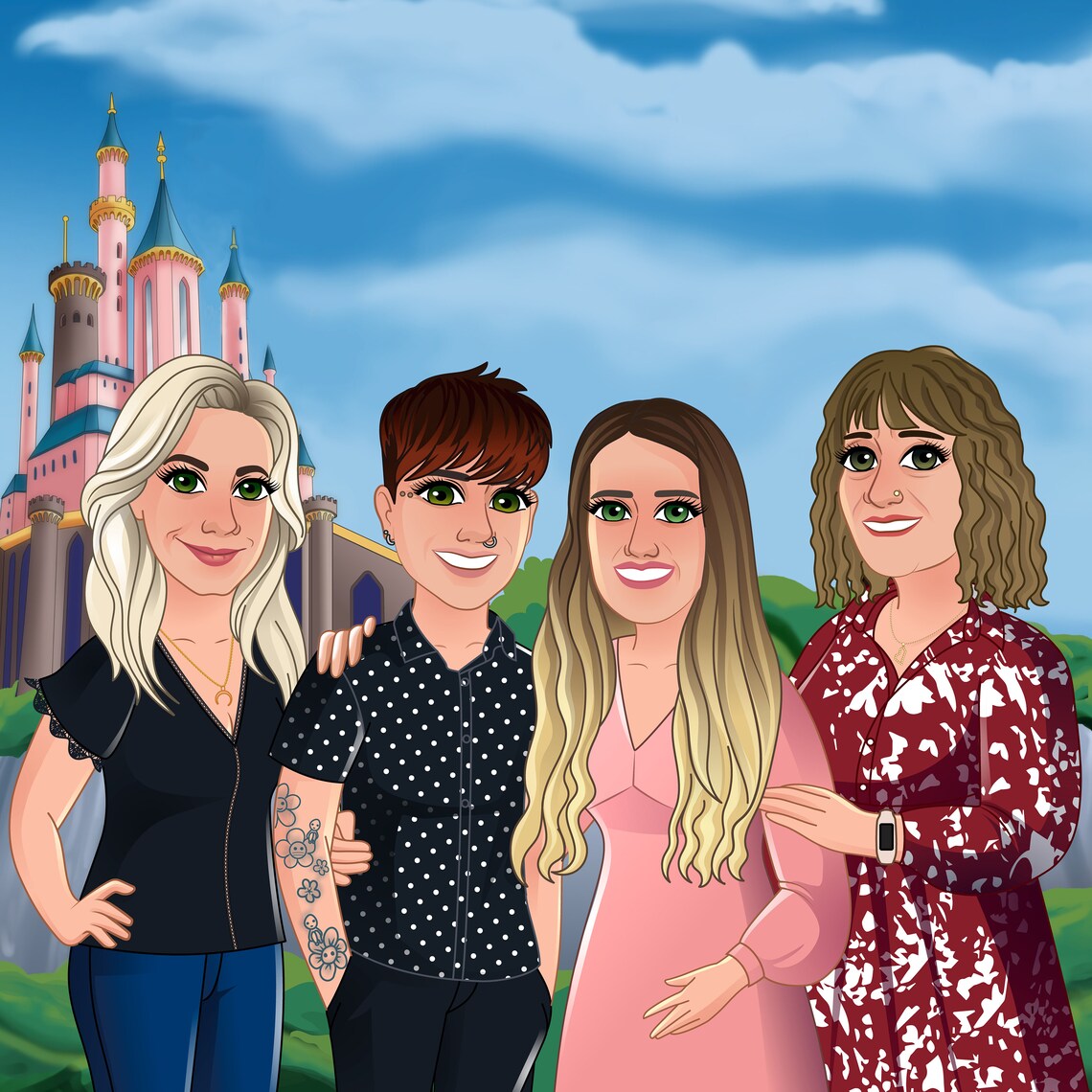 Custom Disney-cartoon Couple Portrait Drawing From Photo - Etsy