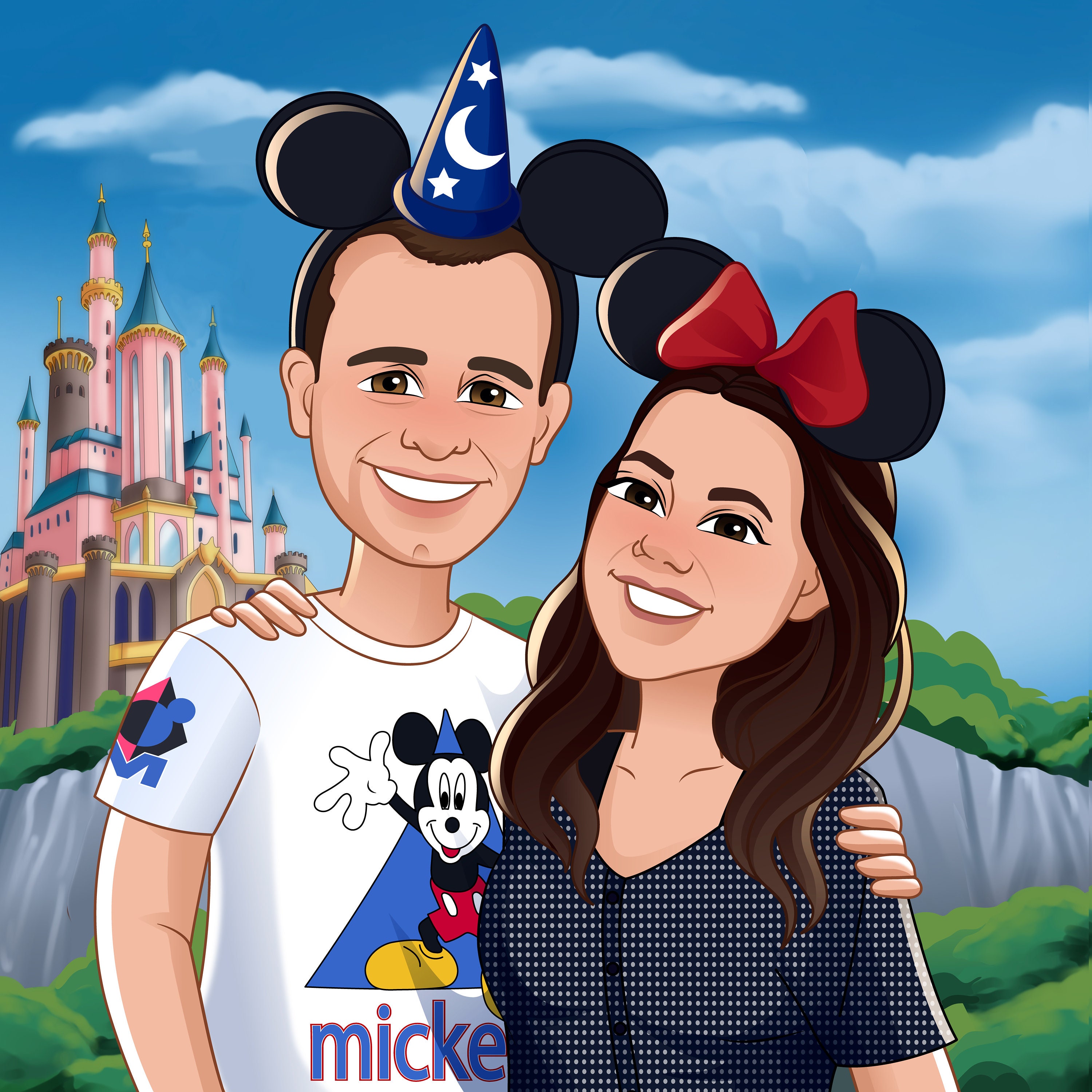 Custom Disney-cartoon Couple Portrait Drawing From Photo - Etsy