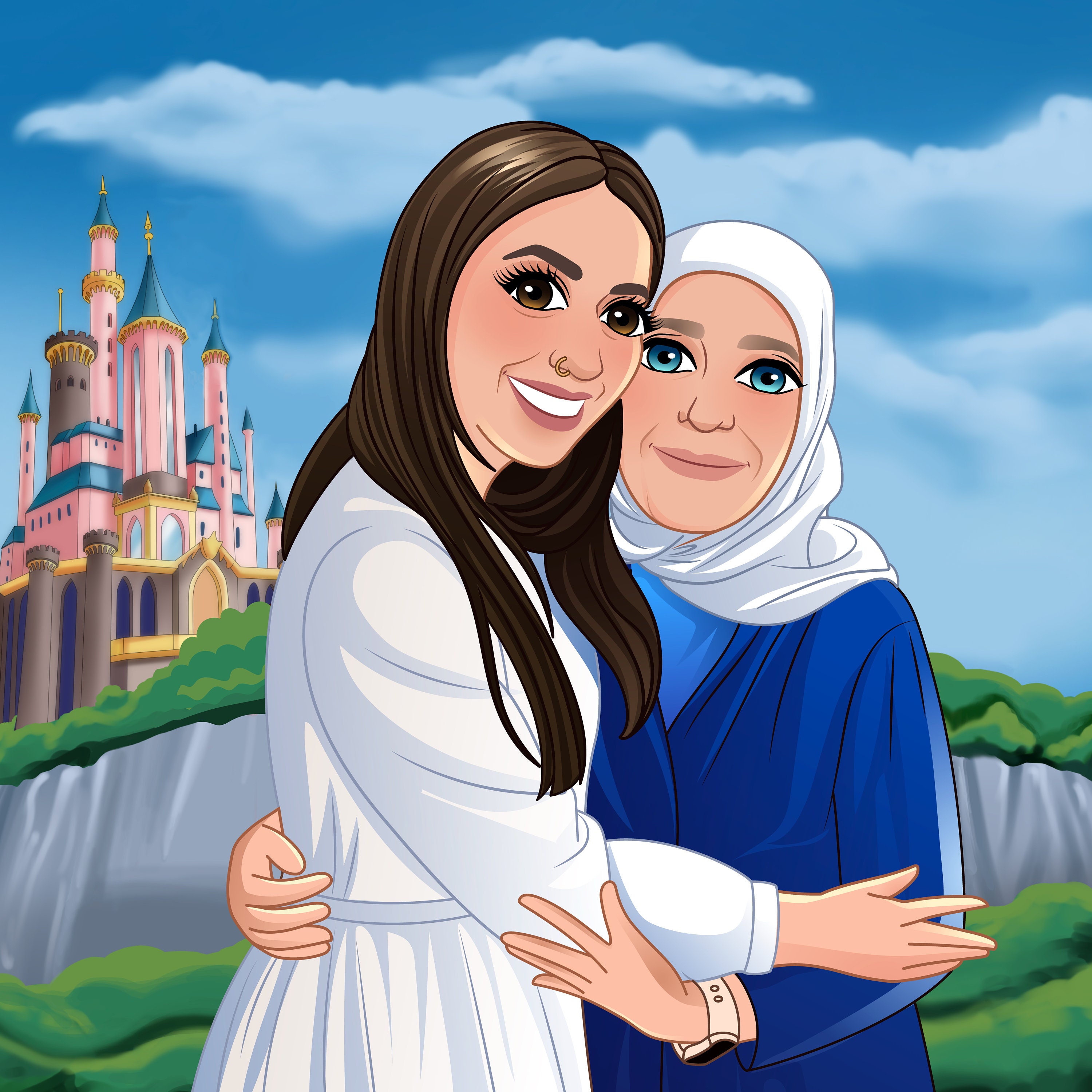 Custom Disney-cartoon Couple Portrait Drawing From Photo - Etsy