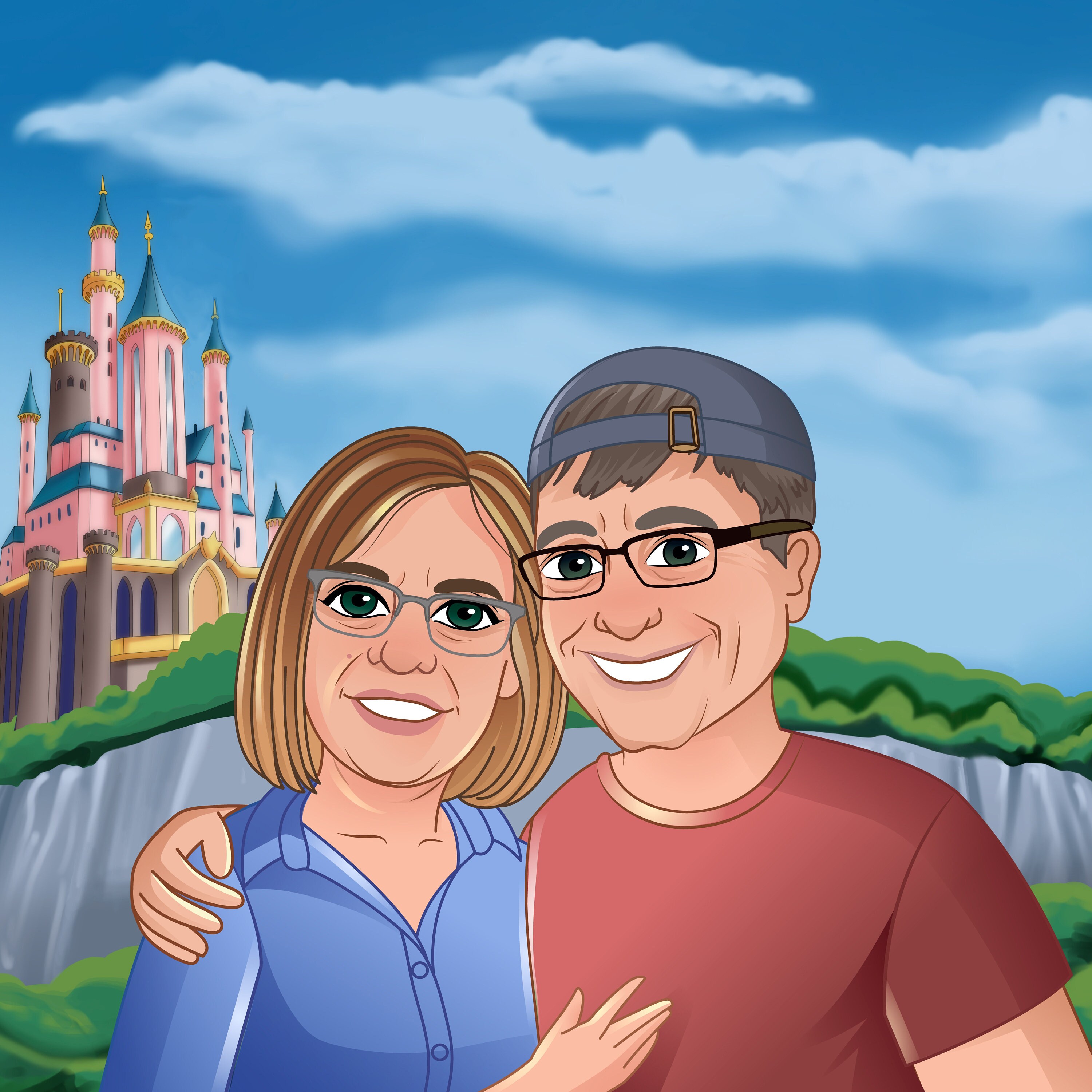 Custom Disney-cartoon Couple Portrait Drawing From Photo - Etsy