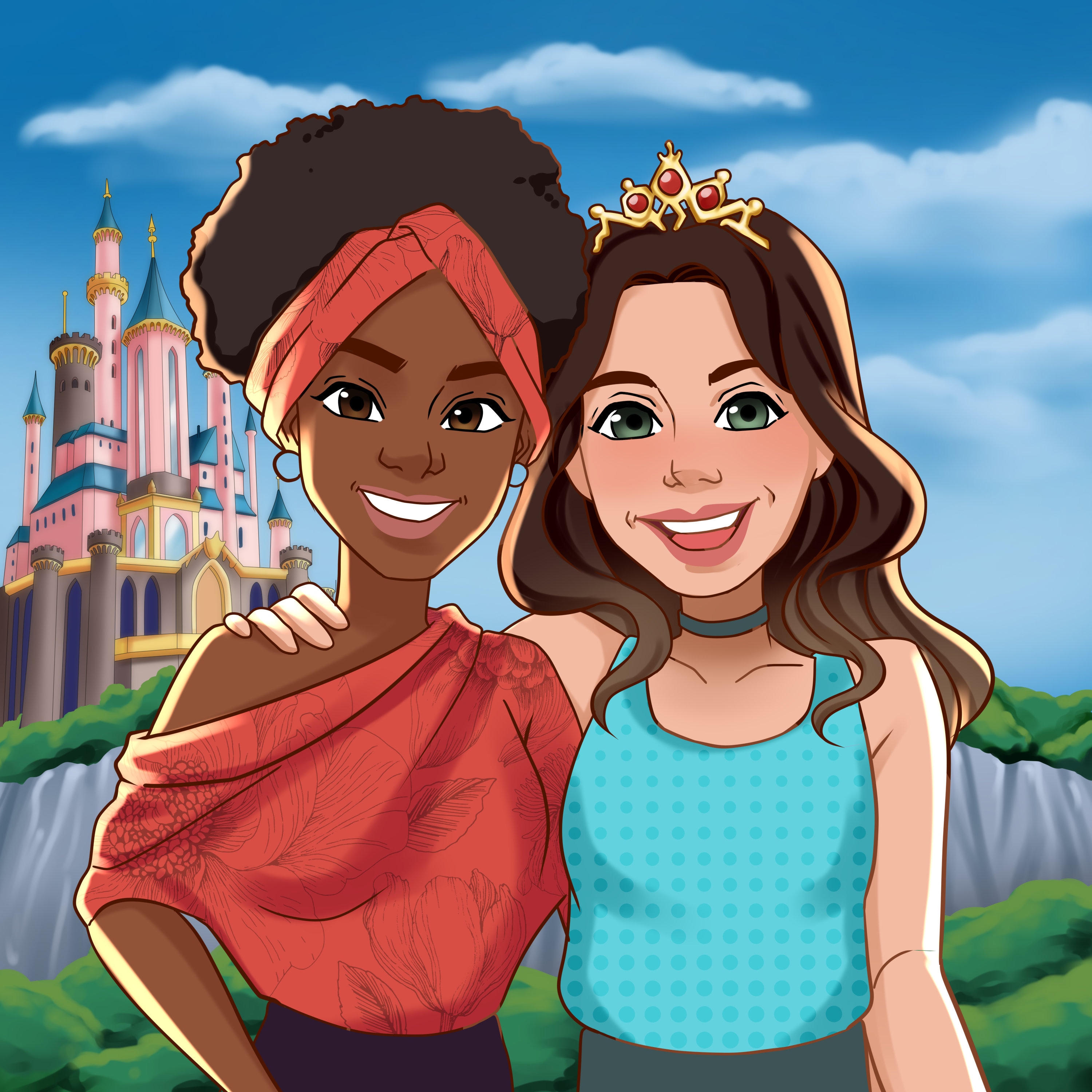 Couple Cartoon Disney Style Portrait Custom Cartoon Couple - Etsy