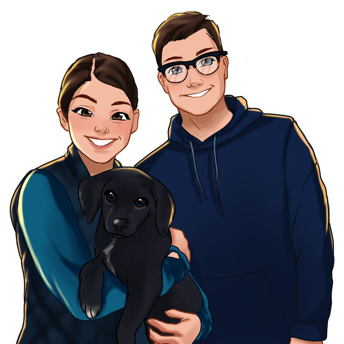 Couple Cartoon Disney Style Portrait Custom Cartoon Couple - Etsy