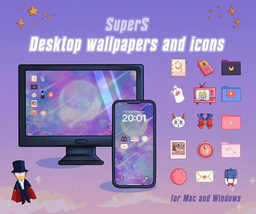 Moon Computer Desktop Theme Background Wallpaper Organizer Set App ...